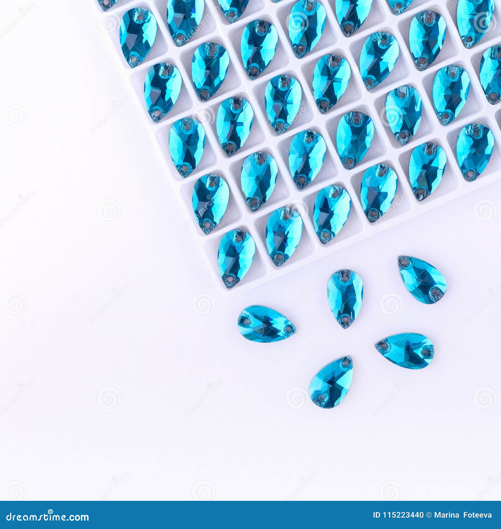 Precious Stones Blue Color in the Pallet on a White Background. Stock ...