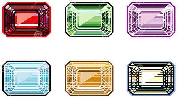 Precious Stones with Emerald Cut Stock Vector - Illustration of ruby ...