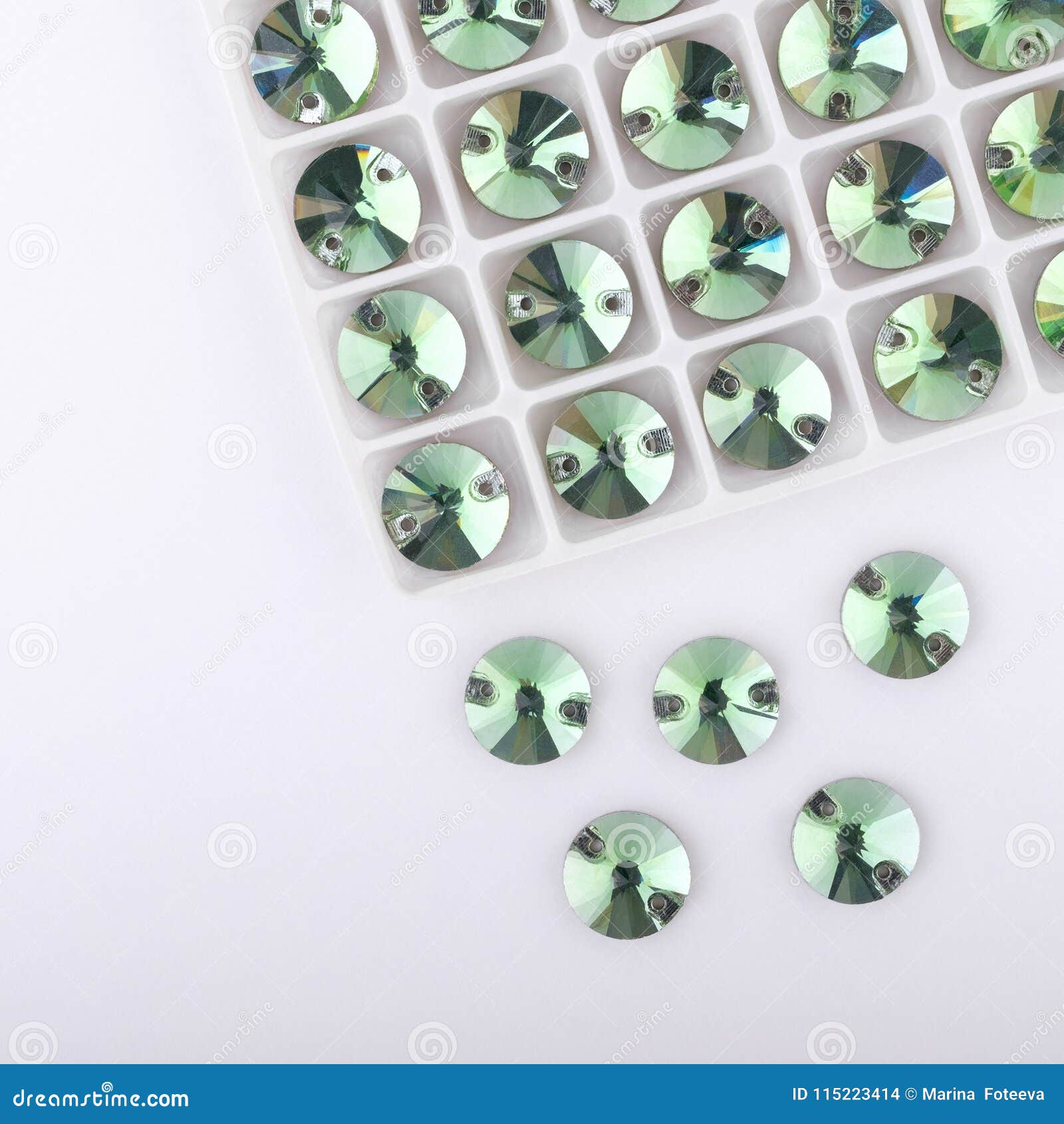 Precious Stones Green Color in the Pallet on a White Background. Stock ...