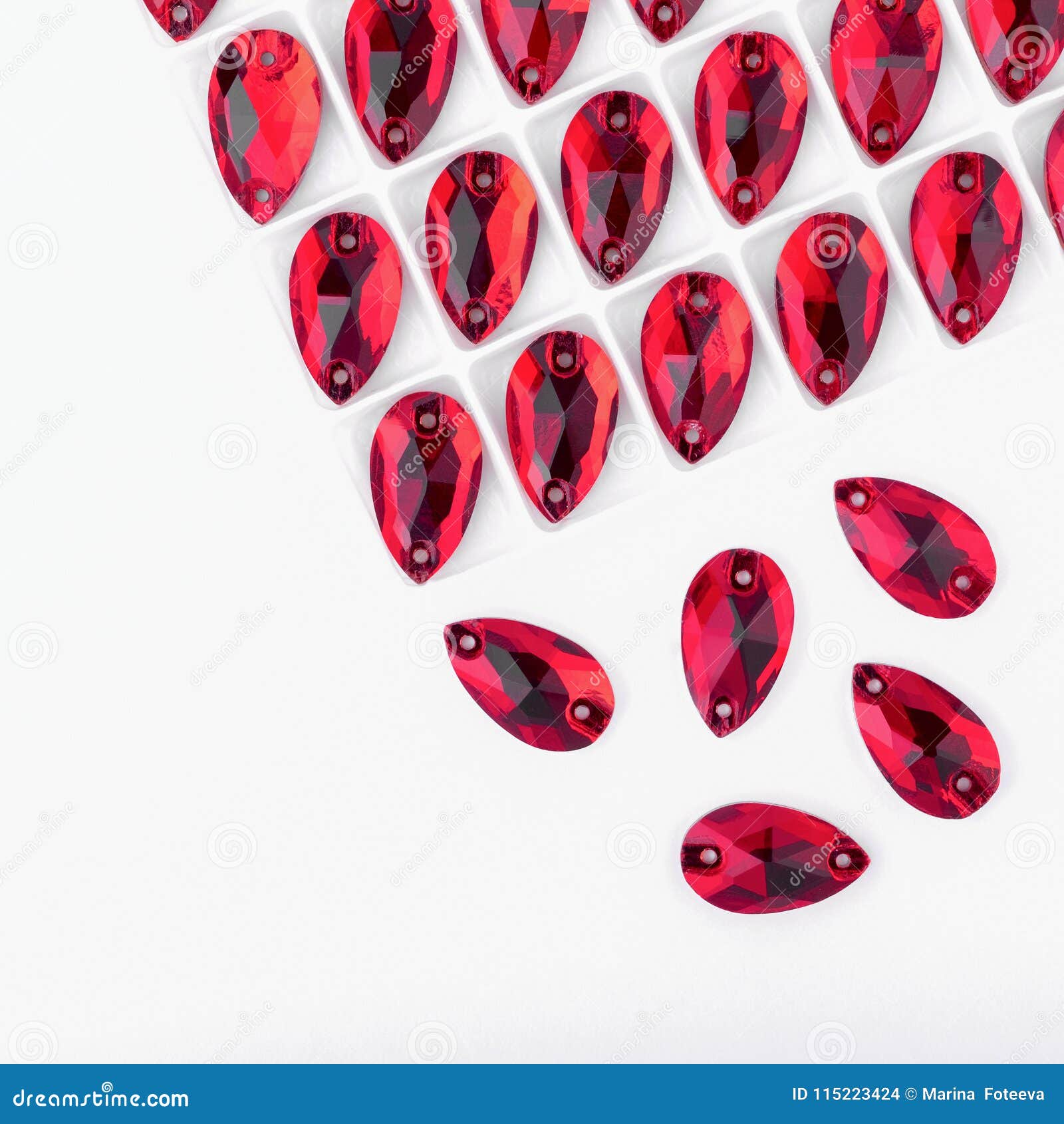 Precious Stones Red Color in the Pallet on a White Background. Stock ...