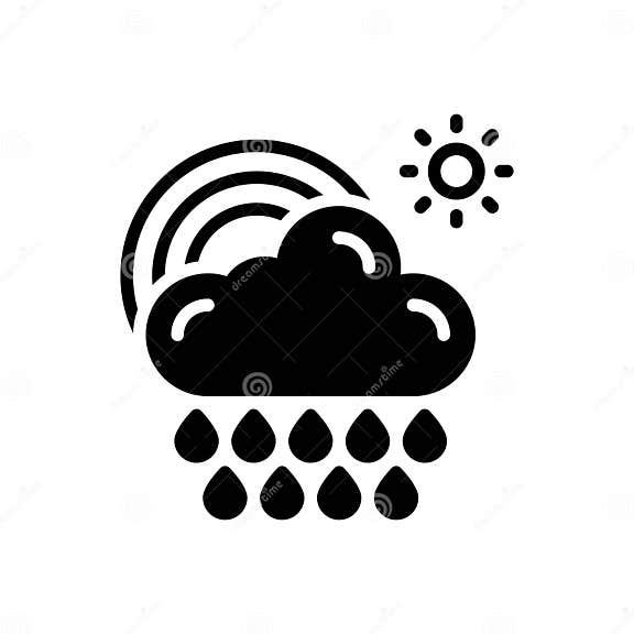 Black Solid Icon for Precipitation, Weather and Cloudy Stock Vector ...