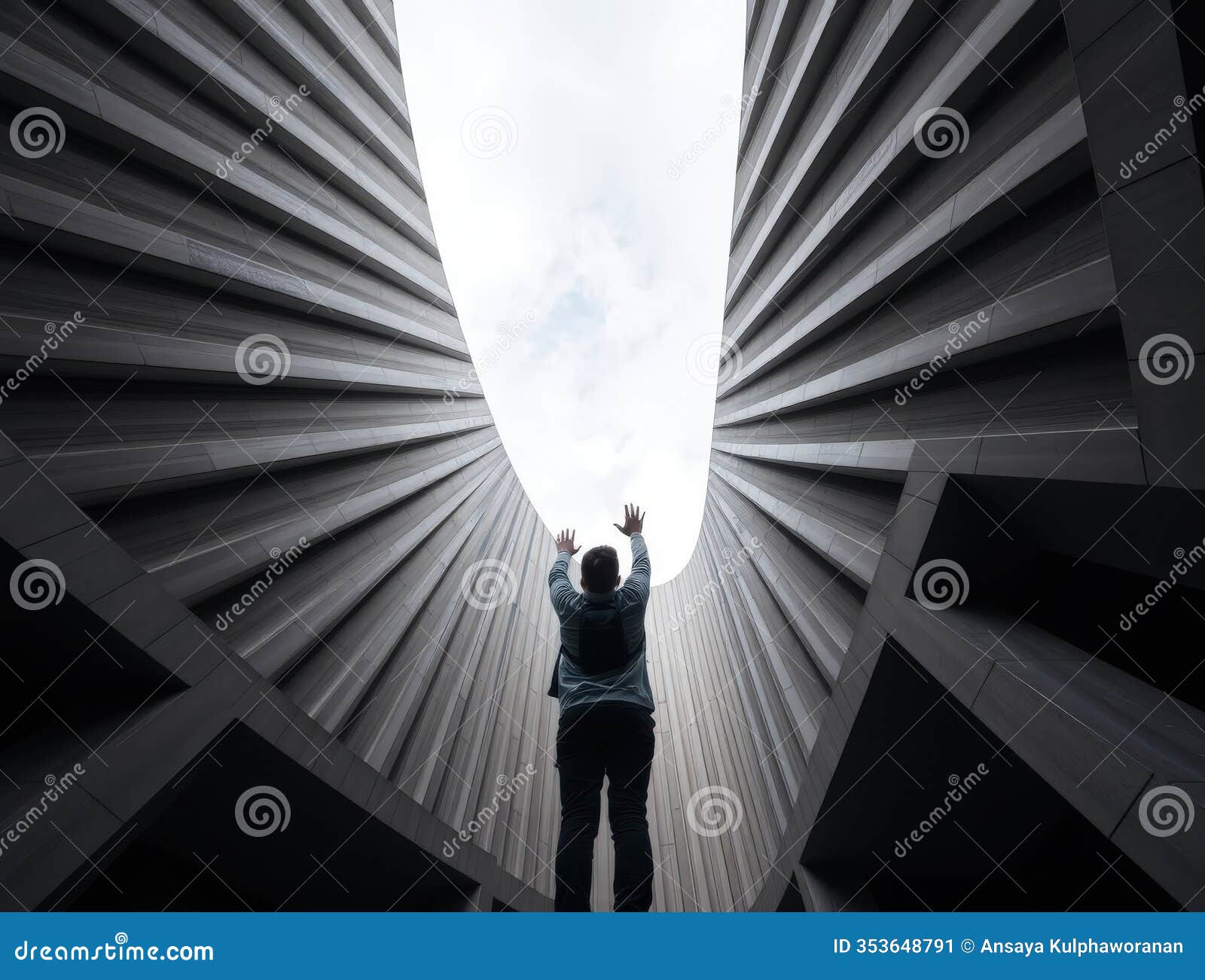 A Precise Architectural Photograph Capturing a Person Reaching for the ...