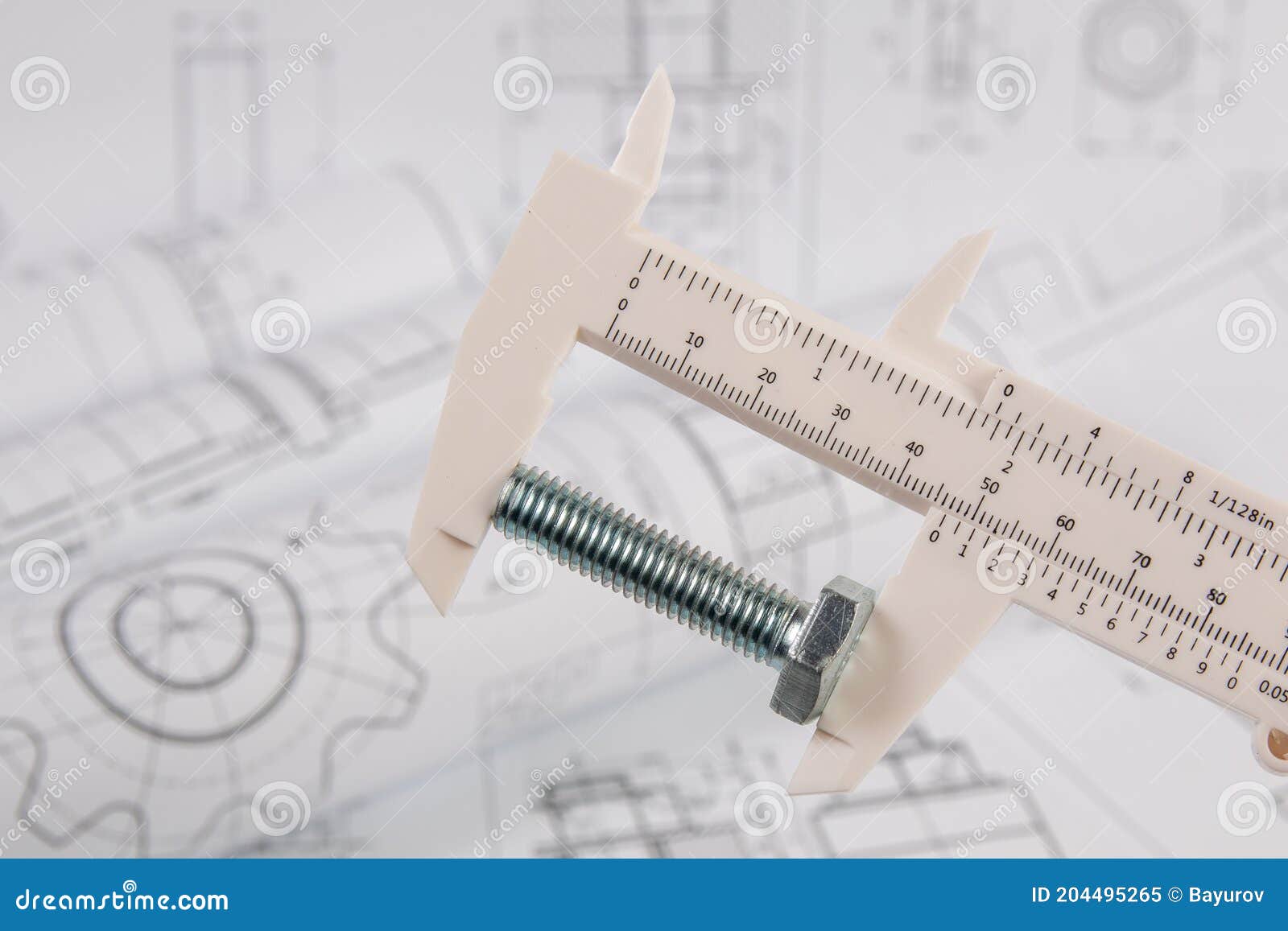 Precise Measurement of Metal Bolt. Stock Image - Image of vernier ...