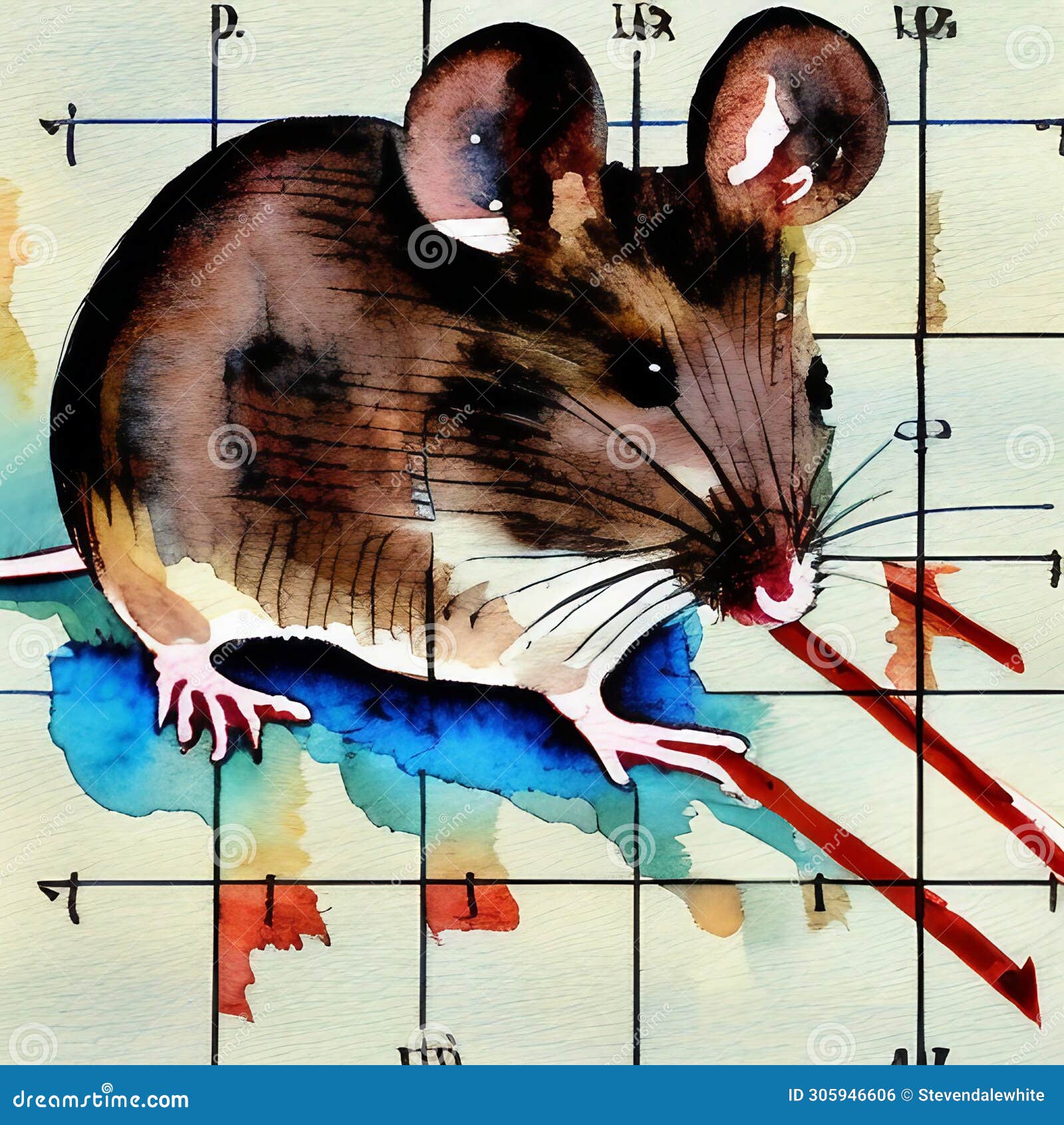 Drawing of a Mouse on a Ruler. Generative AI. Stock Photo - Image of ...