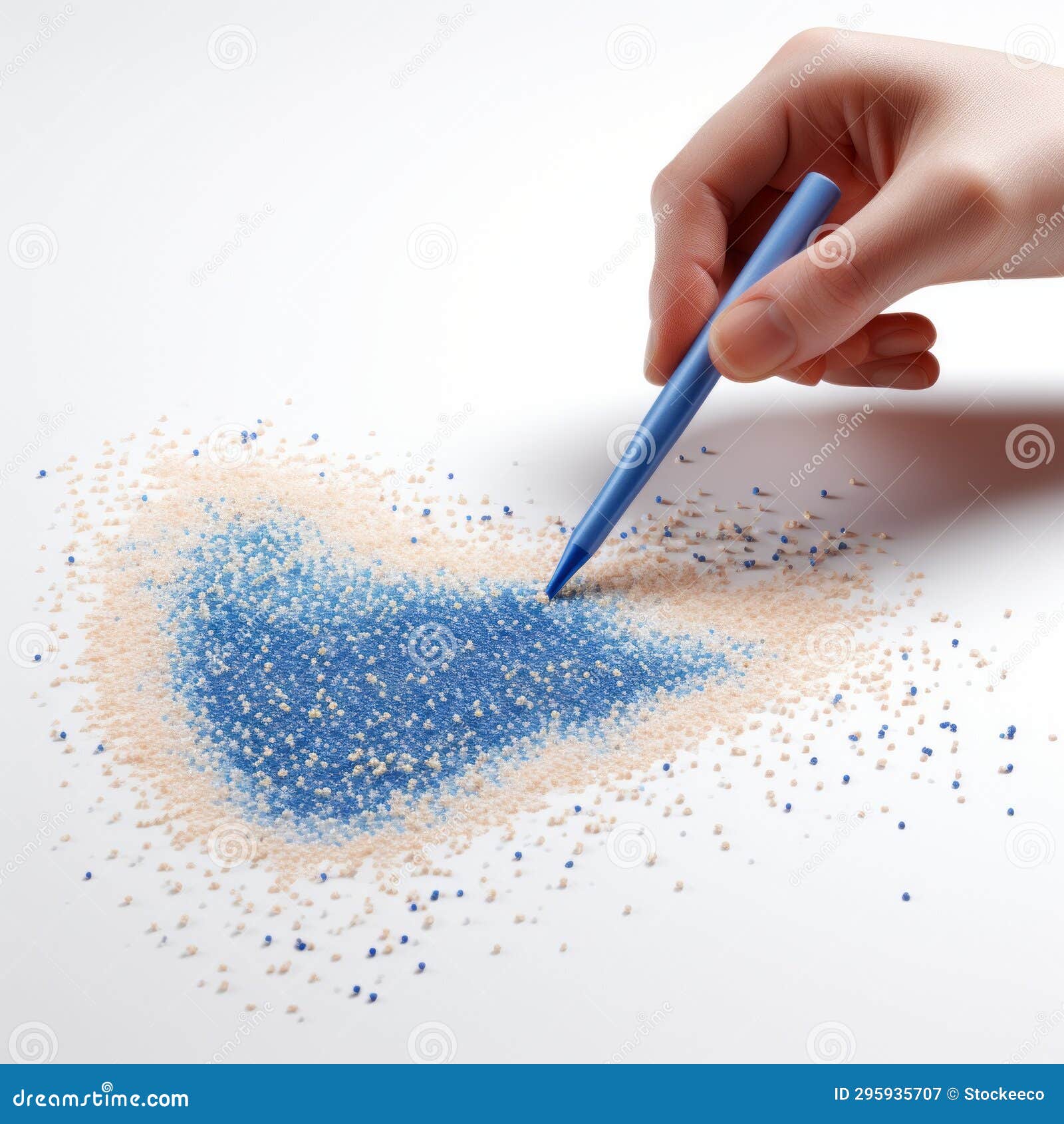 Precise Pointillist Heart Filled with Blue Paint - 3d Pointillism Art ...