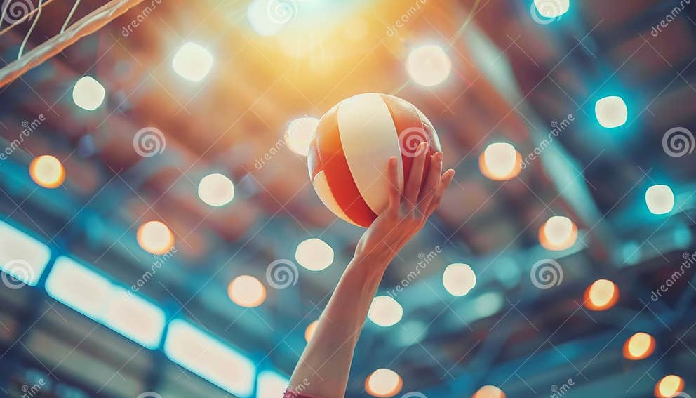 Precise Teamwork Hands Set Volleyball for Spike in Olympic Games ...