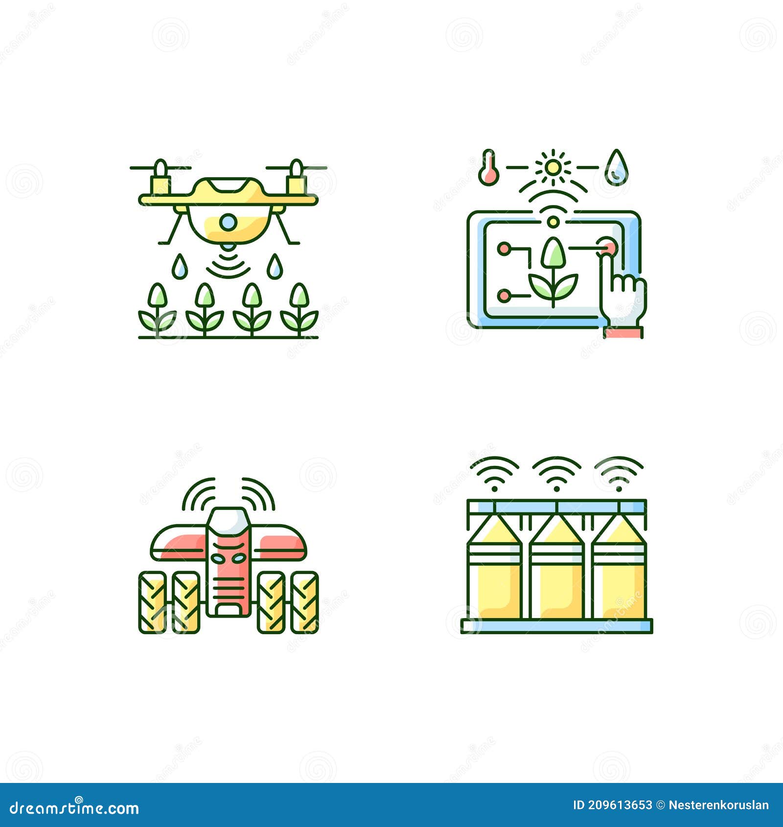 Driverless Tractor Flat Vector Illustration. Autonomous Agricultural ... Driverless Tractor Flat Vector Illustration. Autonomous Agricultural ...