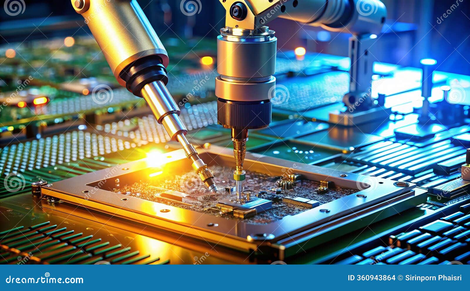 Robotic Arm Assembles Microelectronics Royalty-Free Stock Photo | CartoonDealer.com #272881347