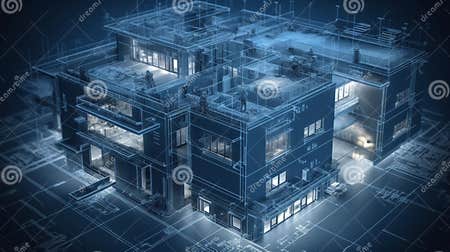 Precision Blueprint Plan of a Technologically Advanced Modern ...