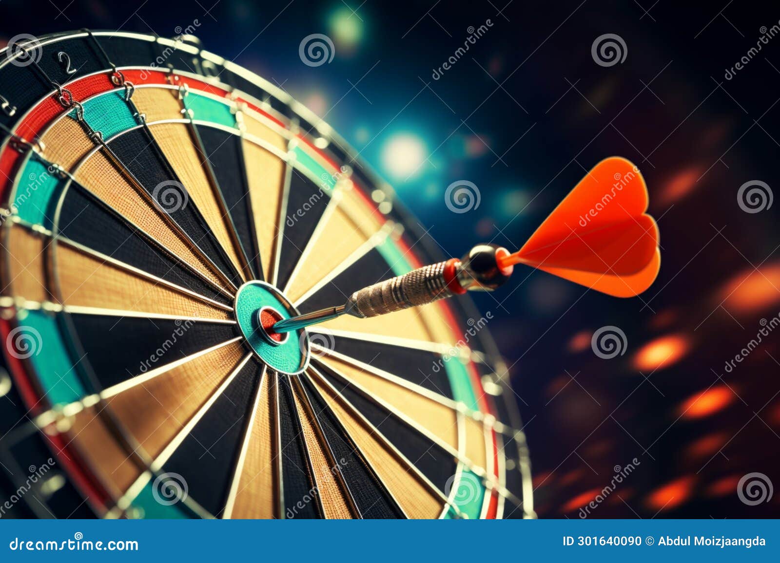 Precision Captured Dart Hits the Bulls Eye, Symbolizing Success Stock ...