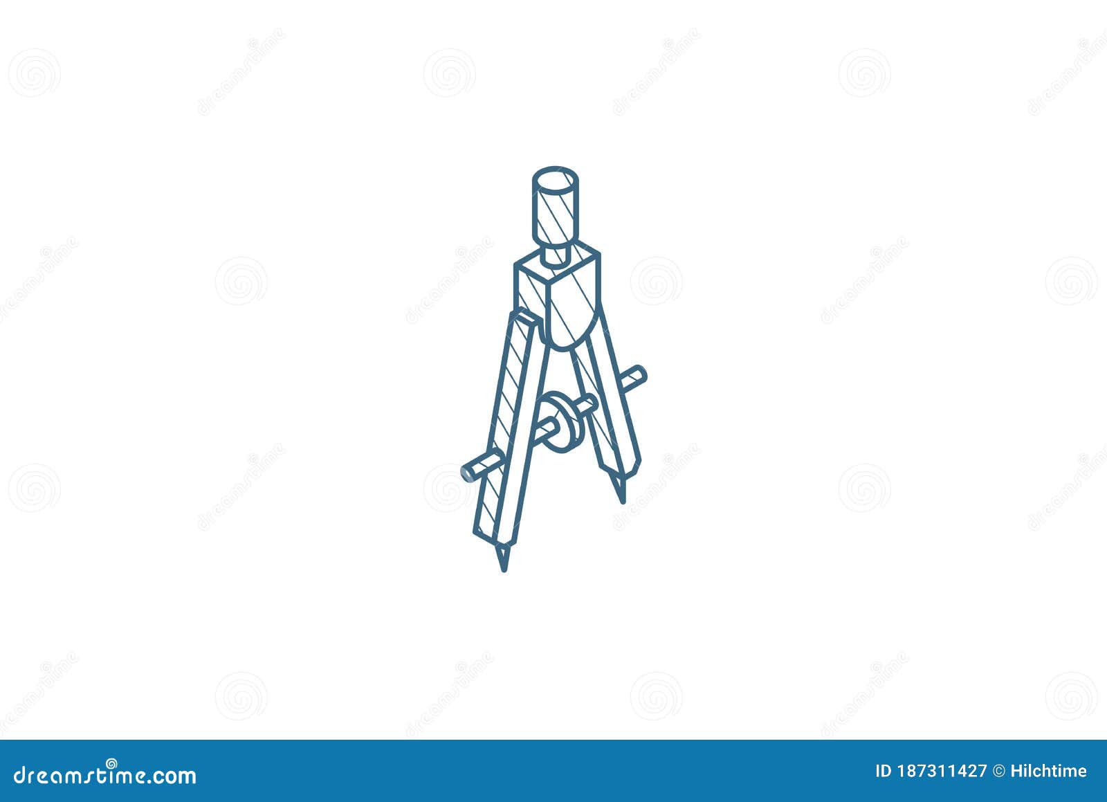 Precision, Compass Isometric Icon. 3d Line Art Technical Drawing ...