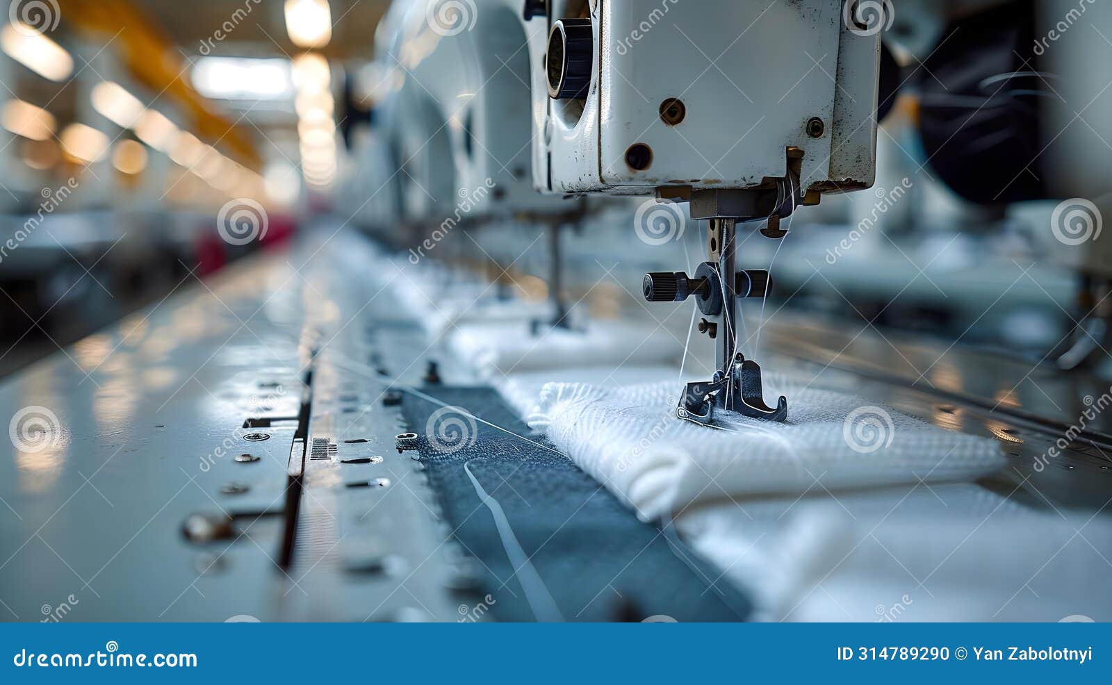 Precision Craft: Sewing Machines at Work in Modern Textile Hub. Concept ...