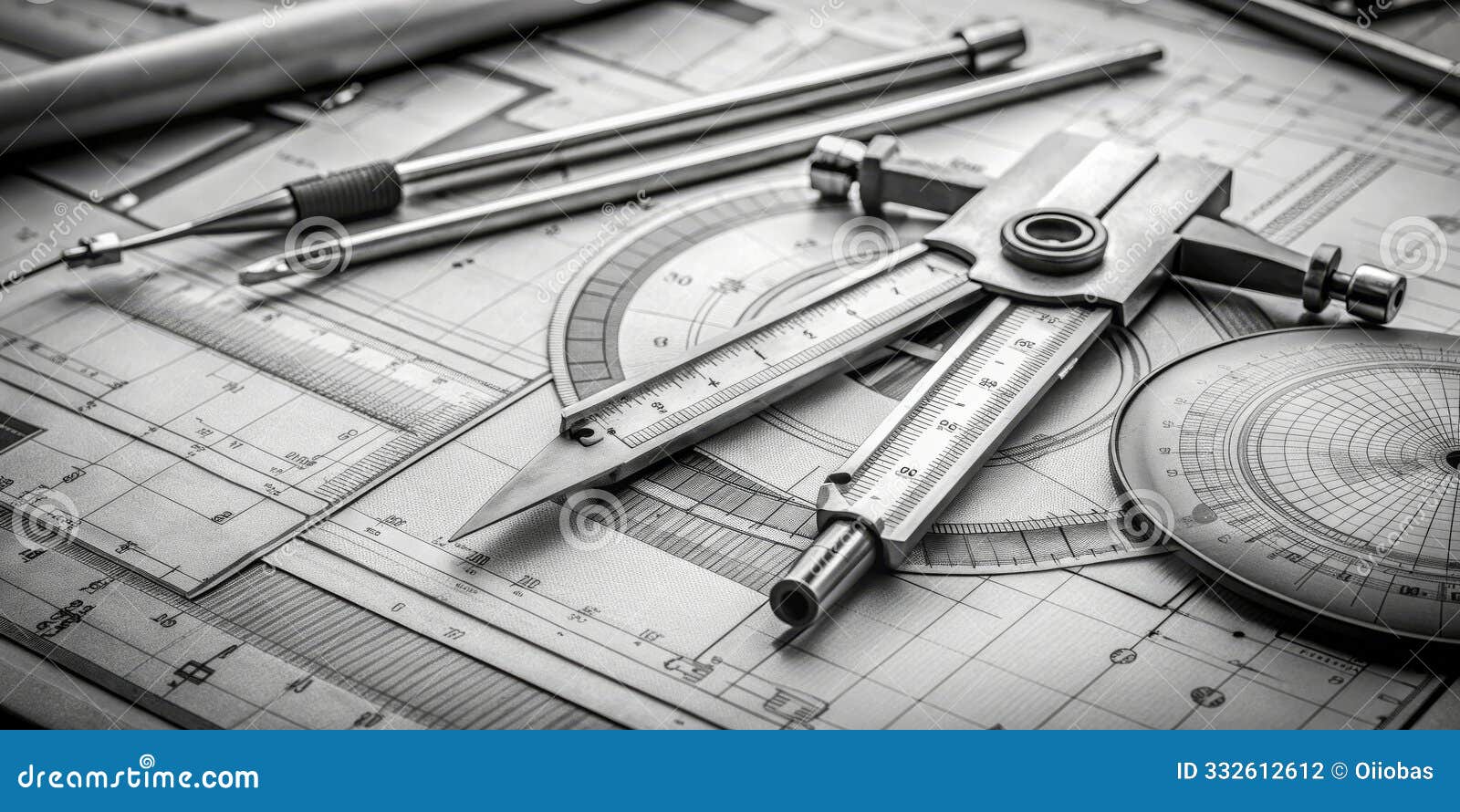 Precision and Design a Black and White Composition of Drafting Tools on ...