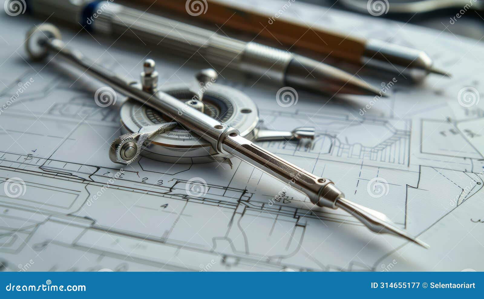 Precision Drawing Compasses for Detailed Work Stock Illustration ...