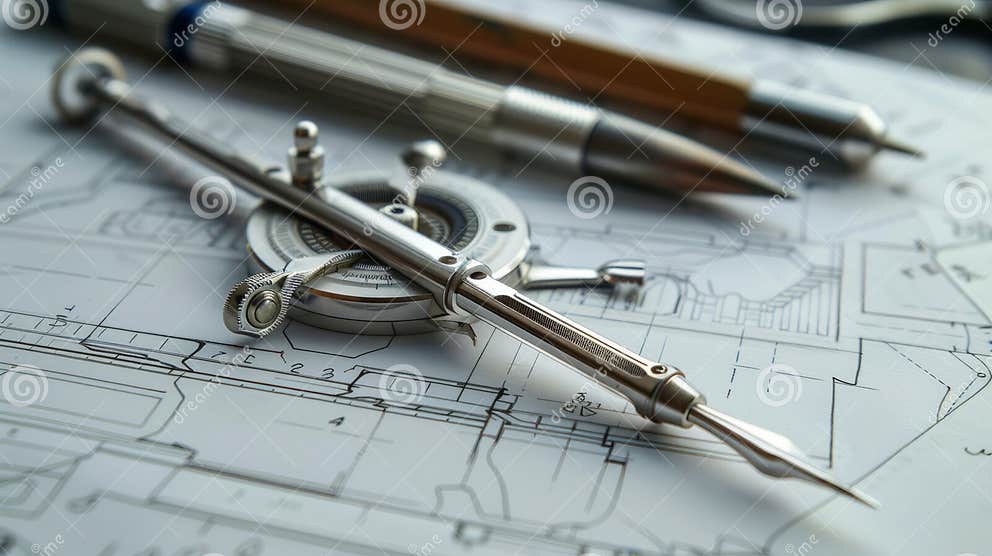 Precision Drawing Compasses for Detailed Work Stock Illustration ...