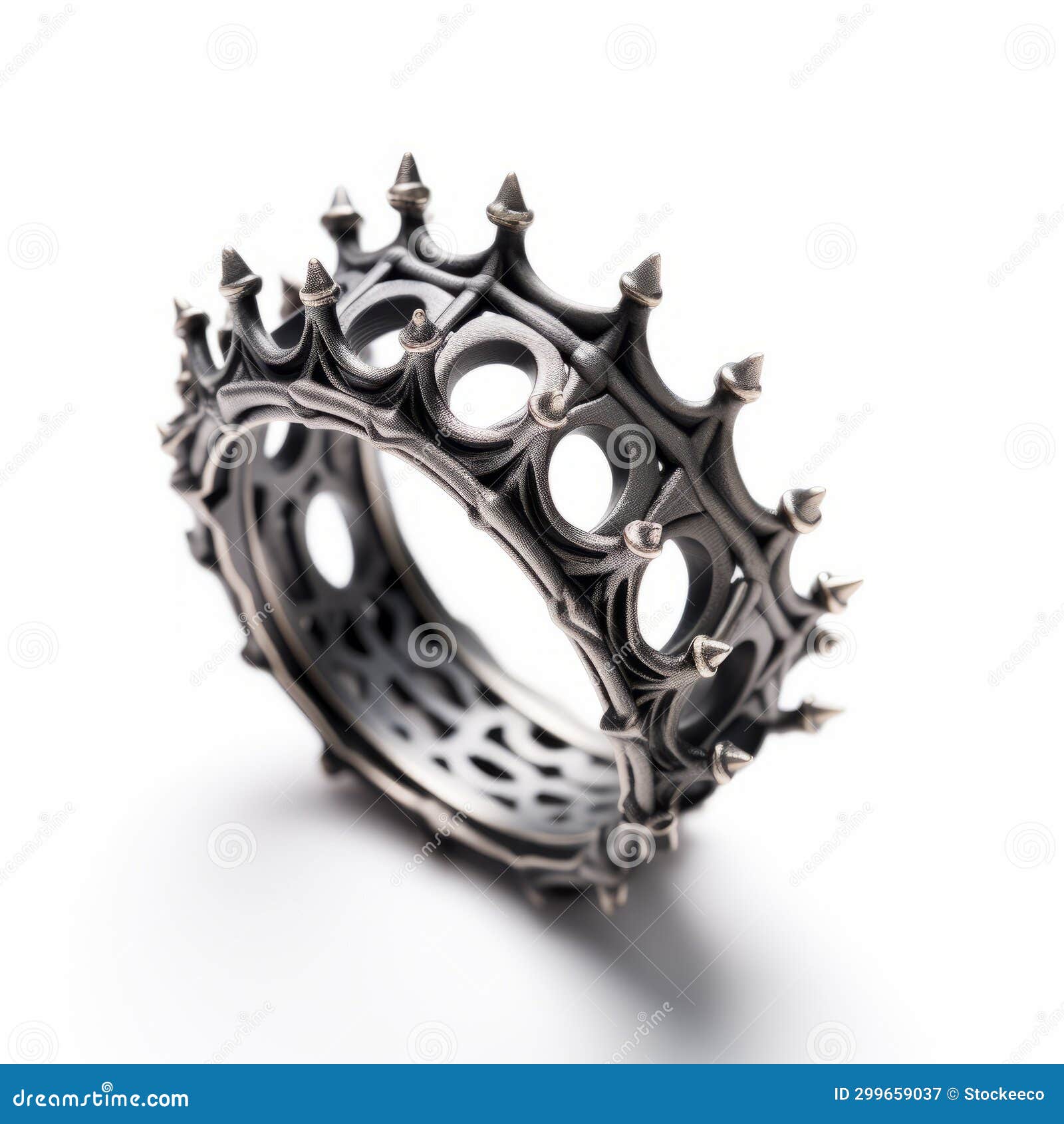 Precision-engineered Silver Crown Ring with Spiked Design Stock ...