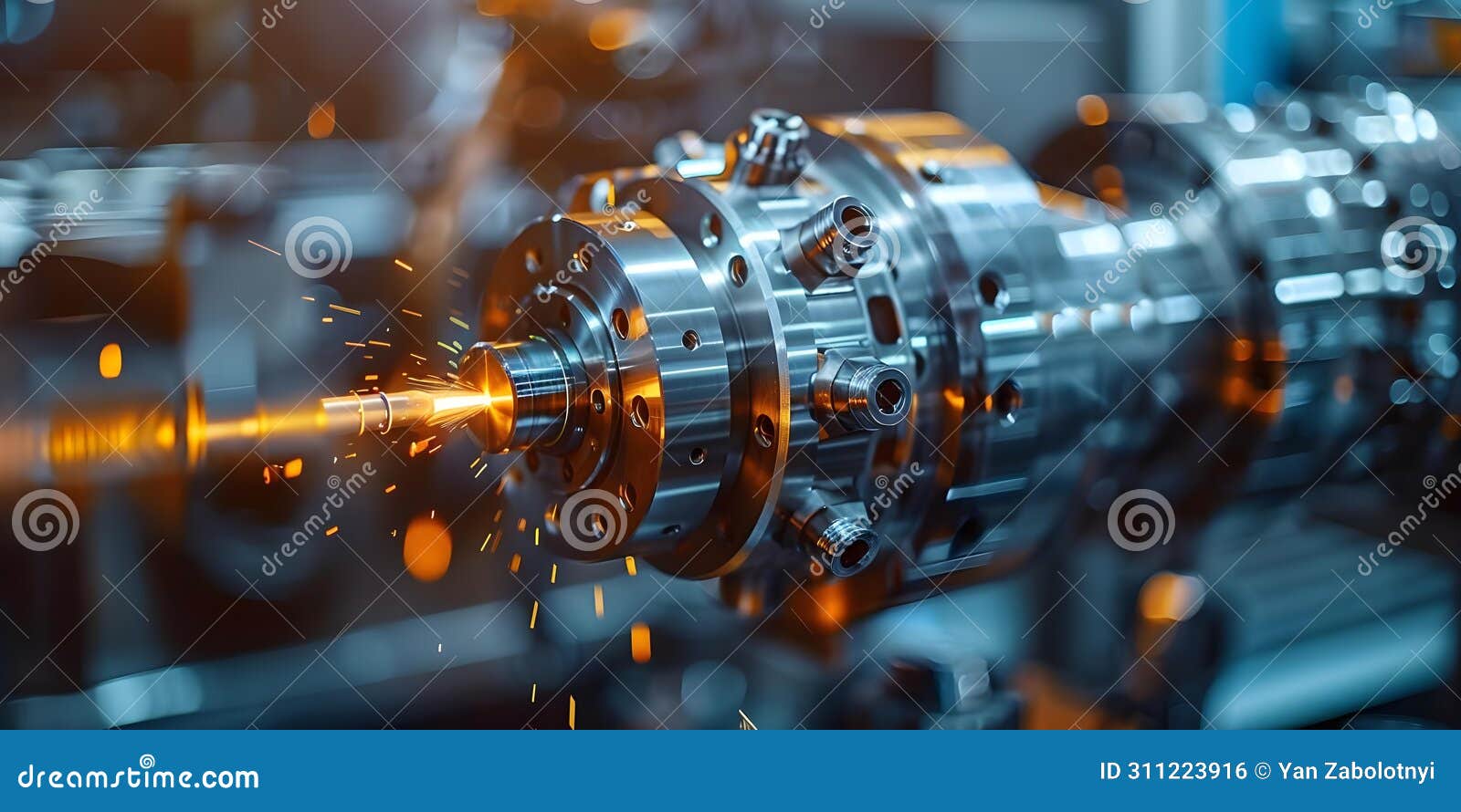 Precision Engineering in Action As Expert Operates Lathe Machine with ...