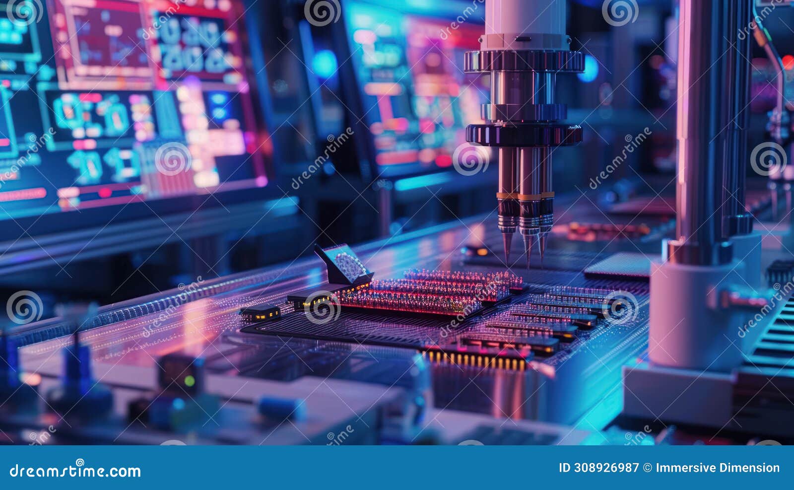 Graphic Chip Assembly in an Automated Factory Showcasing the Delicate ...