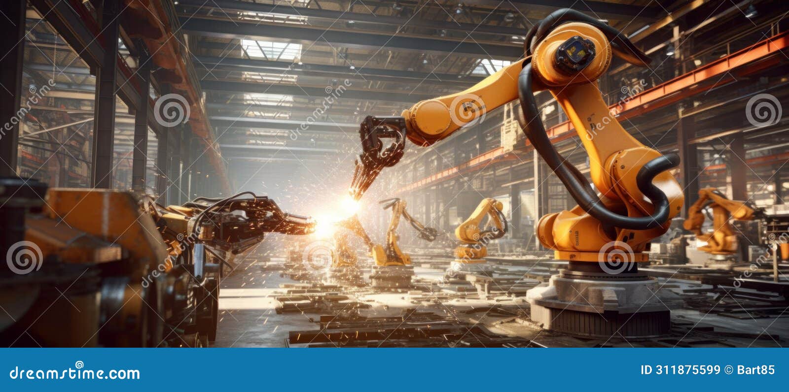 Precision Engineering Industrial Robot Arm in Production. Generative AI ...