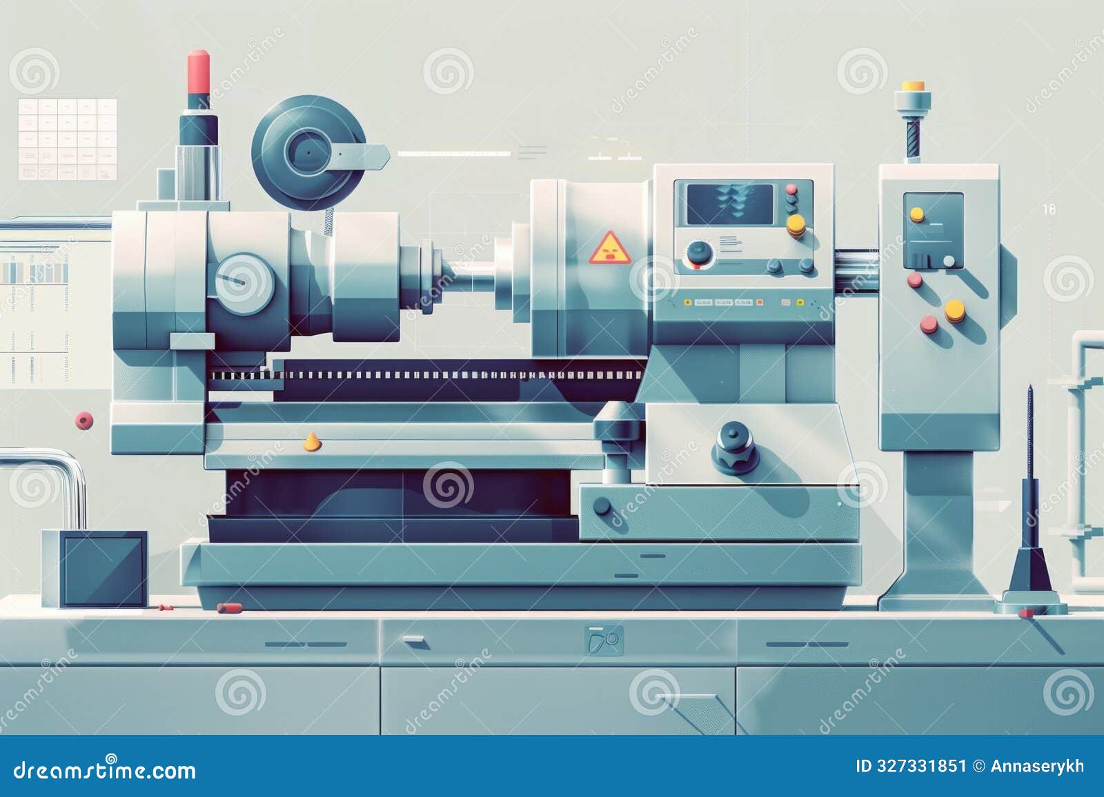 Precision Engineering Lathe Machine Illustration for Technical Design ...
