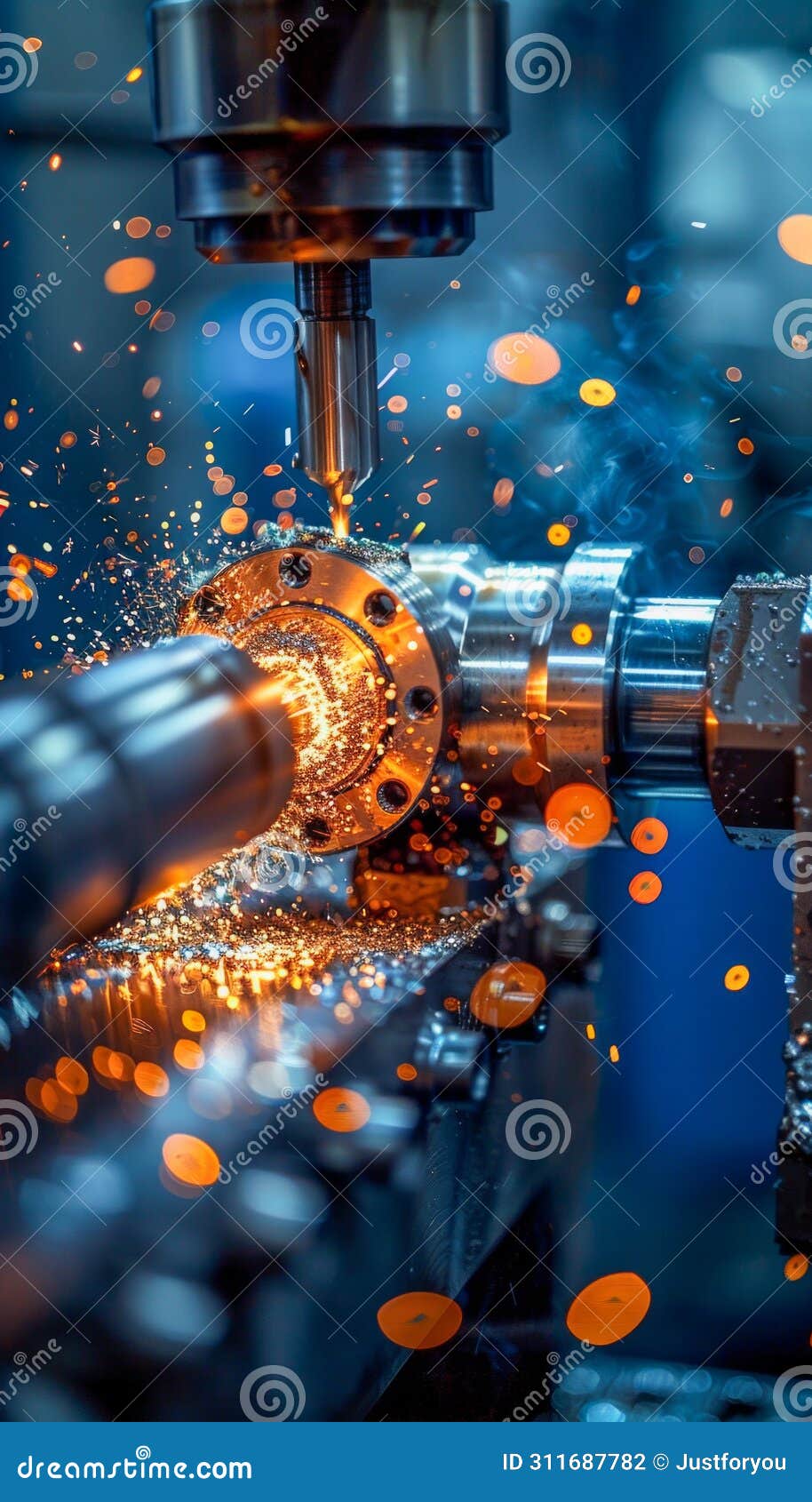 Precision Engineering: Metal Lathe in Action. Generative Ai Stock ...