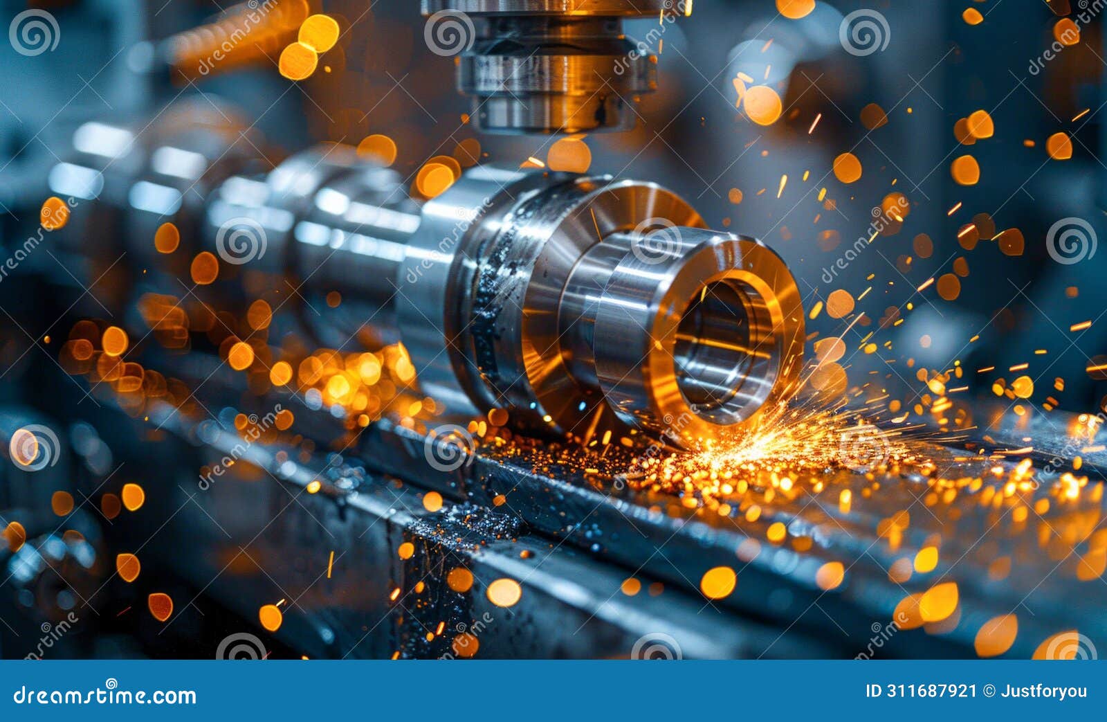 Precision Engineering: Metal Lathe in Action. Generative Ai Stock Illustration - Illustration of ...
