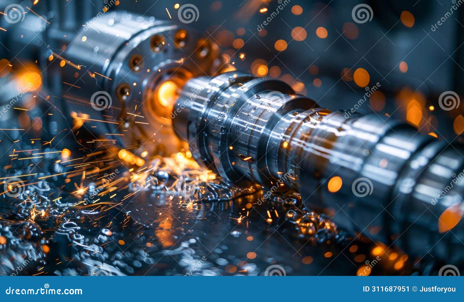 Precision Engineering: Metal Lathe in Action. Generative Ai Stock ...