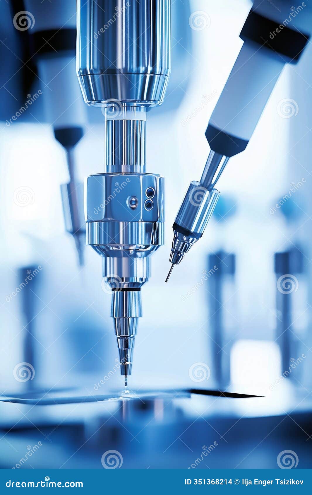 Precision Engineering Multiple Automated Drills Manufacturing Components in Modern Factory ...