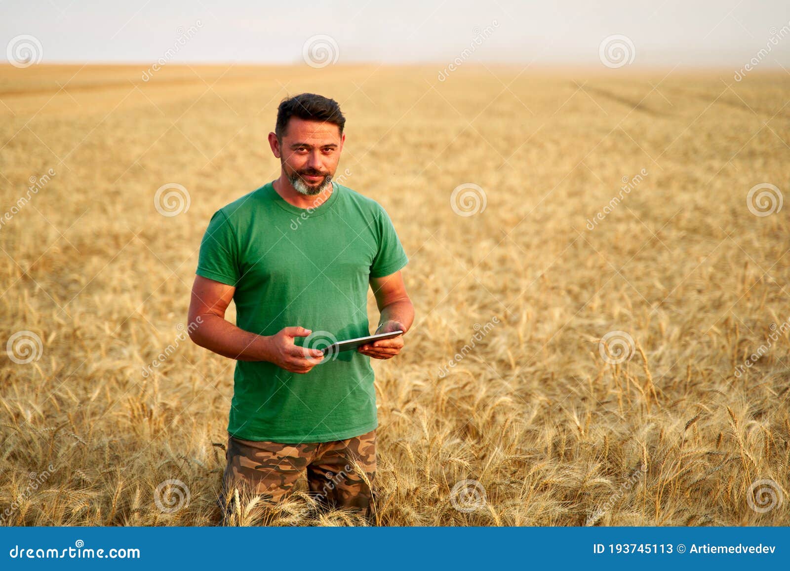 Precision Farming. Farmer Holding Tablet Pc, Using Online Data ...