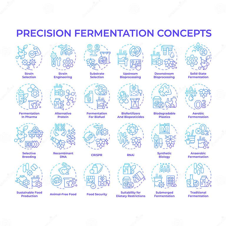Precision Fermentation Blue Gradient Concept Icons Stock Illustration - Illustration of design ...