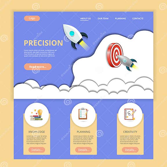 Precision Flat Landing Page Website Template. Knowledge, Planning ...