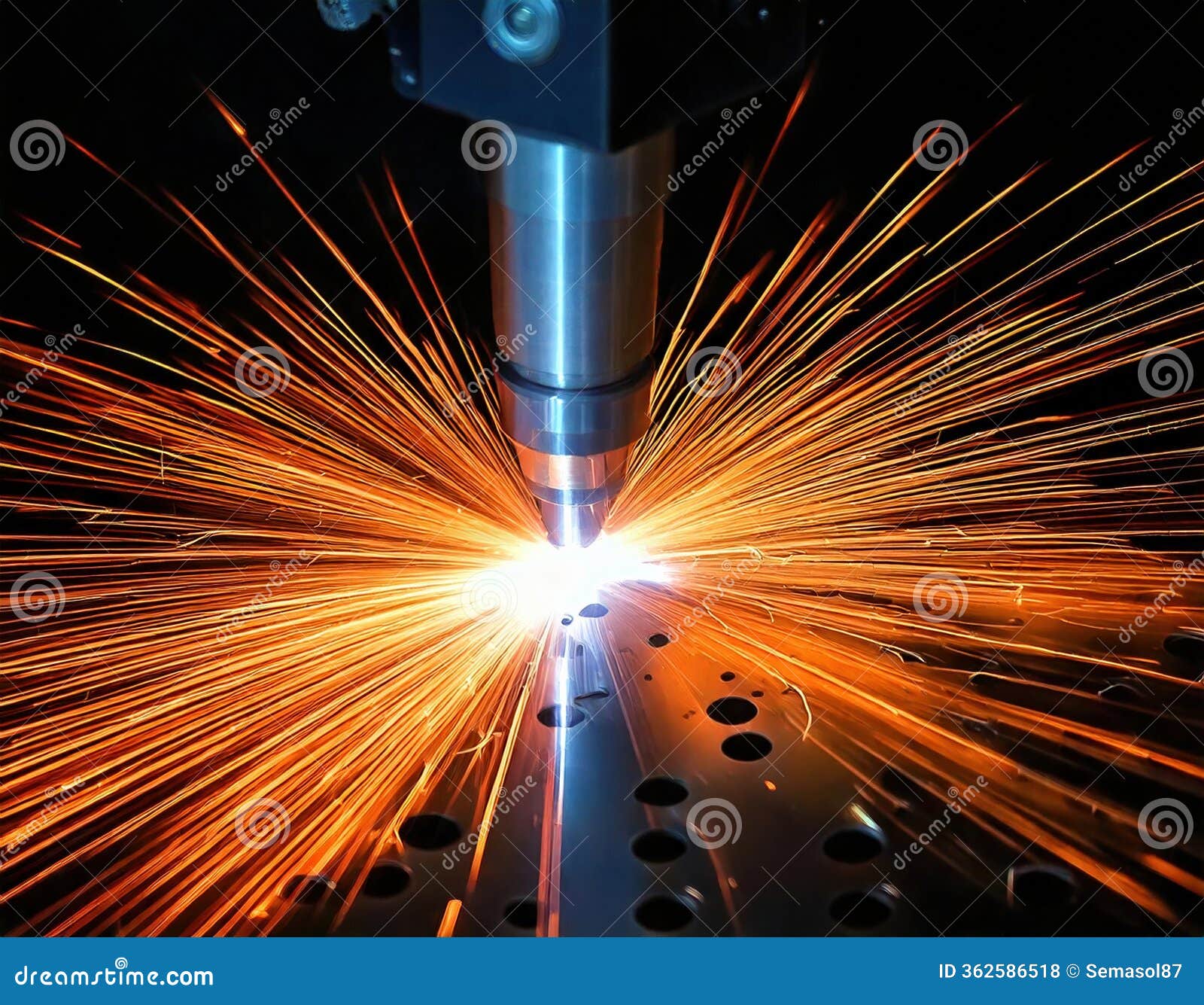 Precision Laser Cutting Equipment Creating Sparks in a Workshop ...