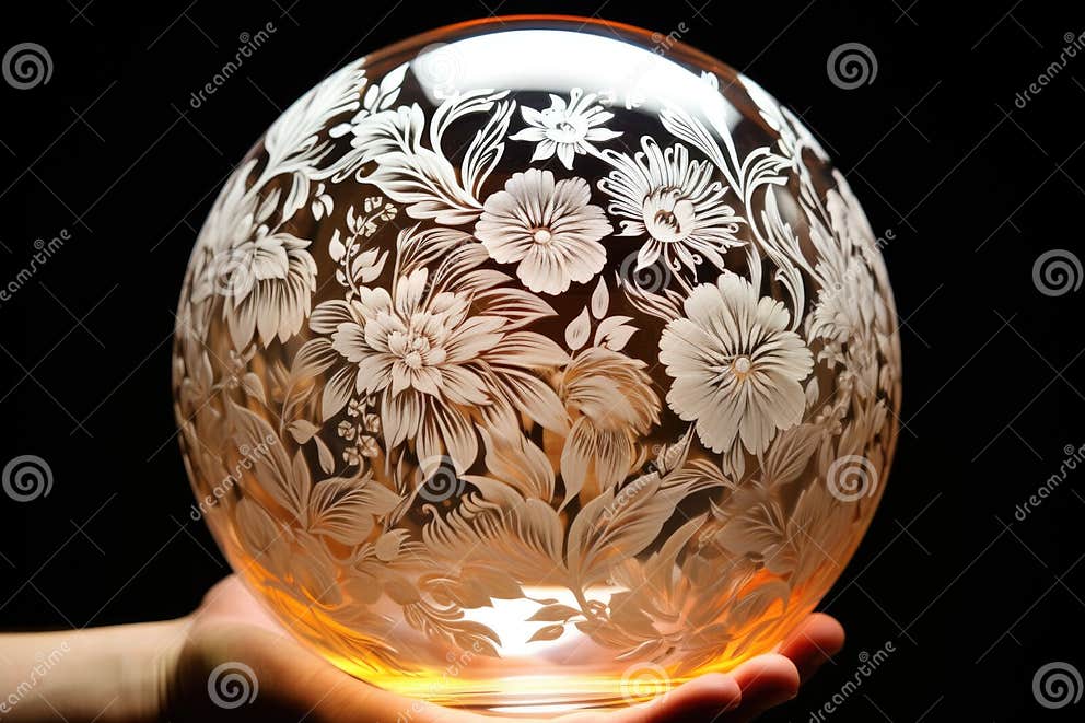 Precision Laser Etching Intricate Patterns on a Glass Surface Stock ...