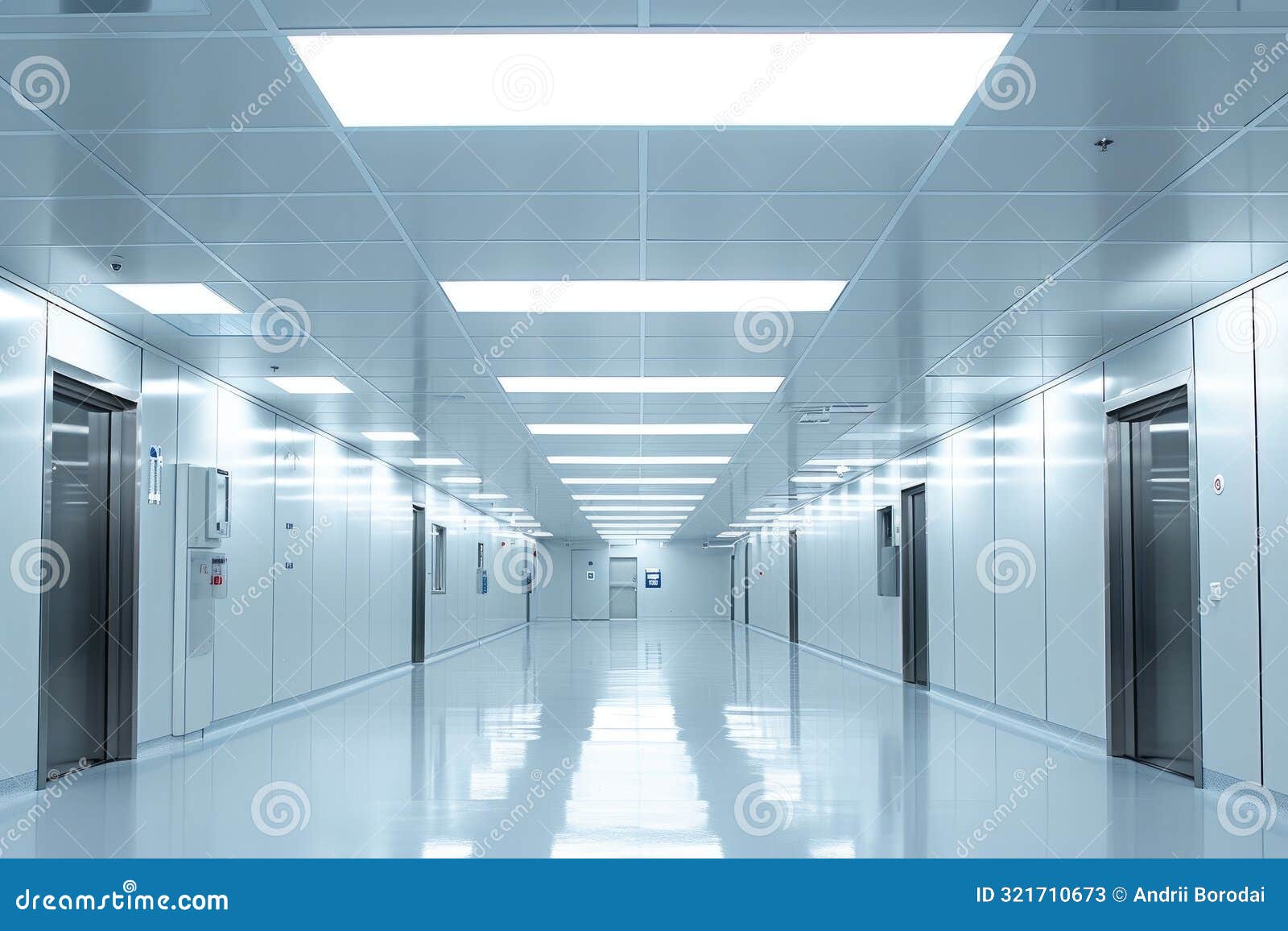 Precision Lighting: Square Panels Illuminate Cleanroom. Stock ...