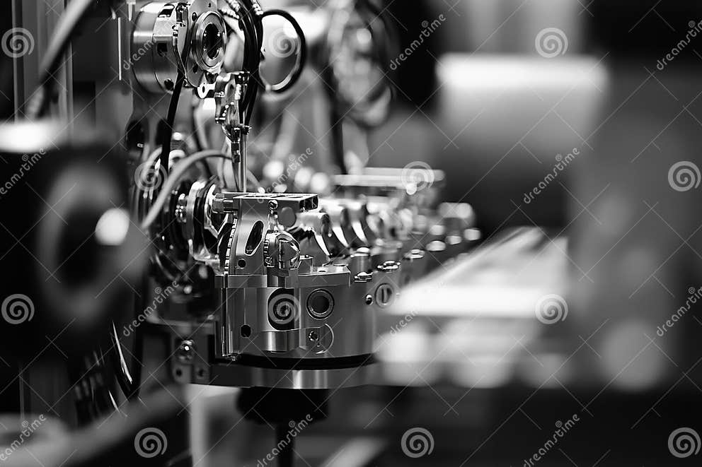 Precision Machine Tool in a Factory Workshop Close-up of Metal ...