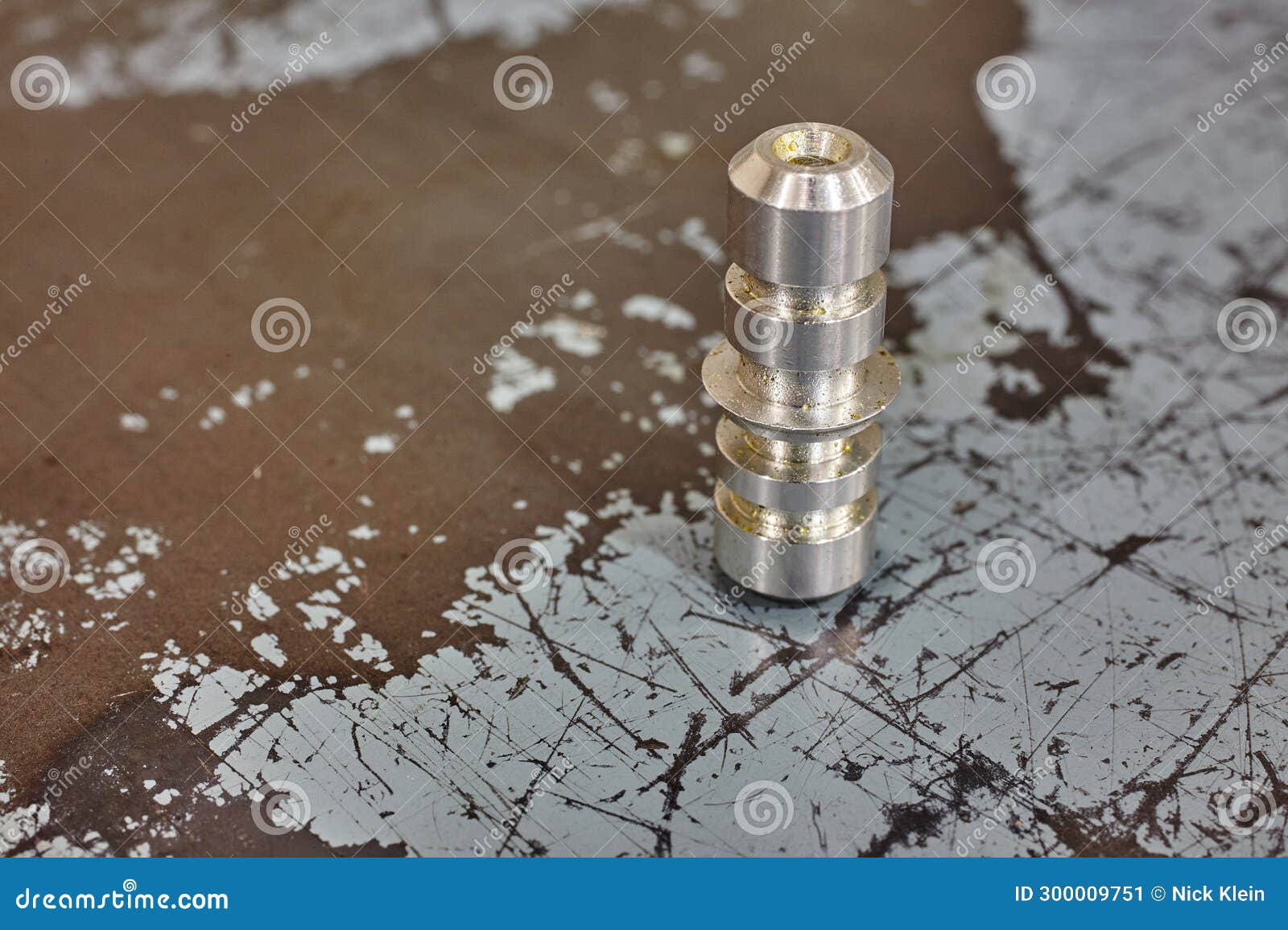 Precision Machined Metallic Component on Workshop Table Stock Image ...