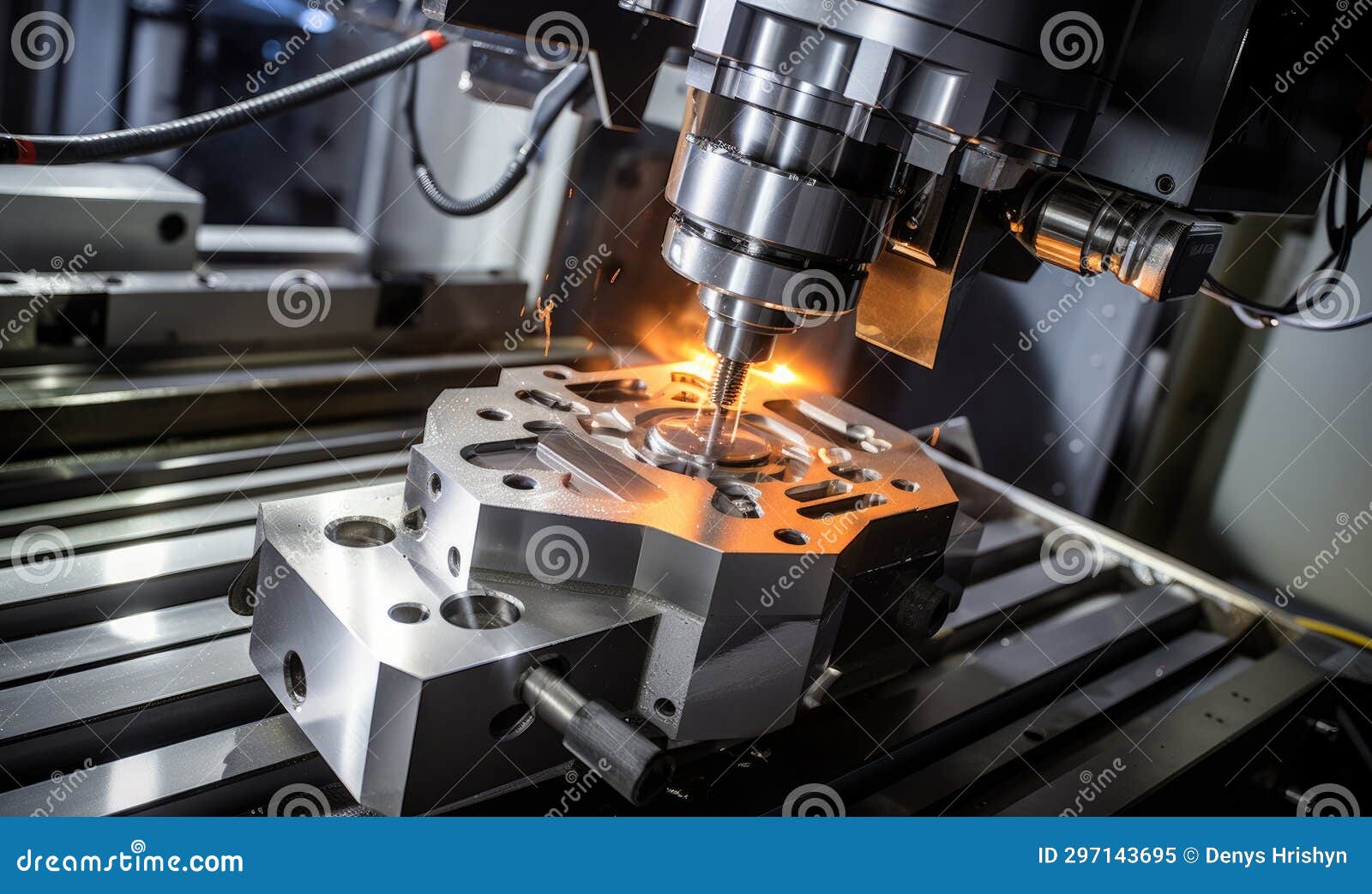 A Precision Metal Cutting Machine at Work Stock Illustration ...