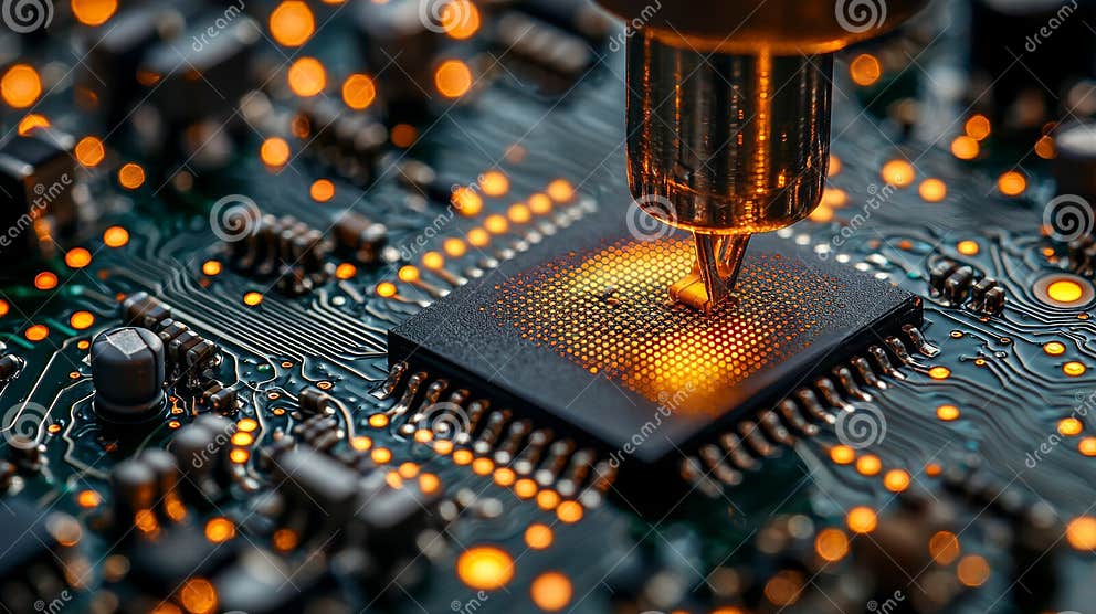 Precision in Microchip Placement and Alignment Stock Illustration ...