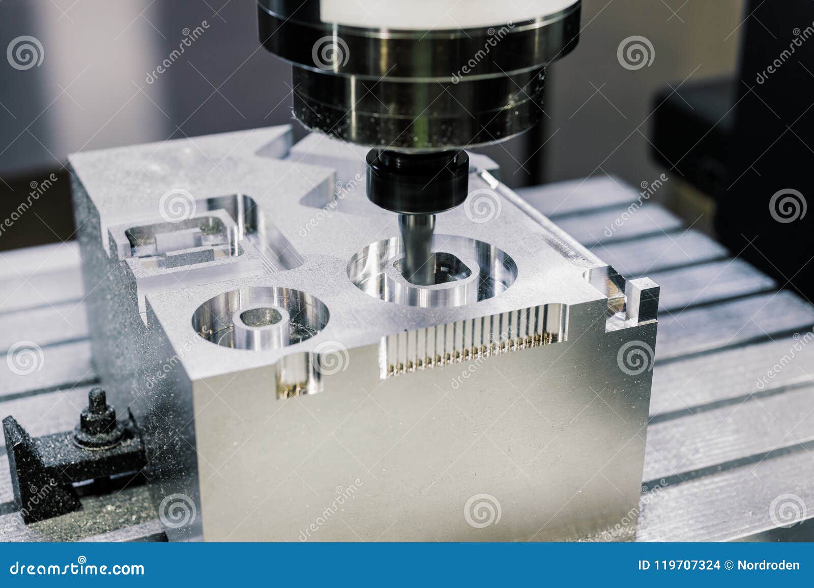 Precision Milling CNC Machine Tool Makes Part. Stock Photo - Image of ...