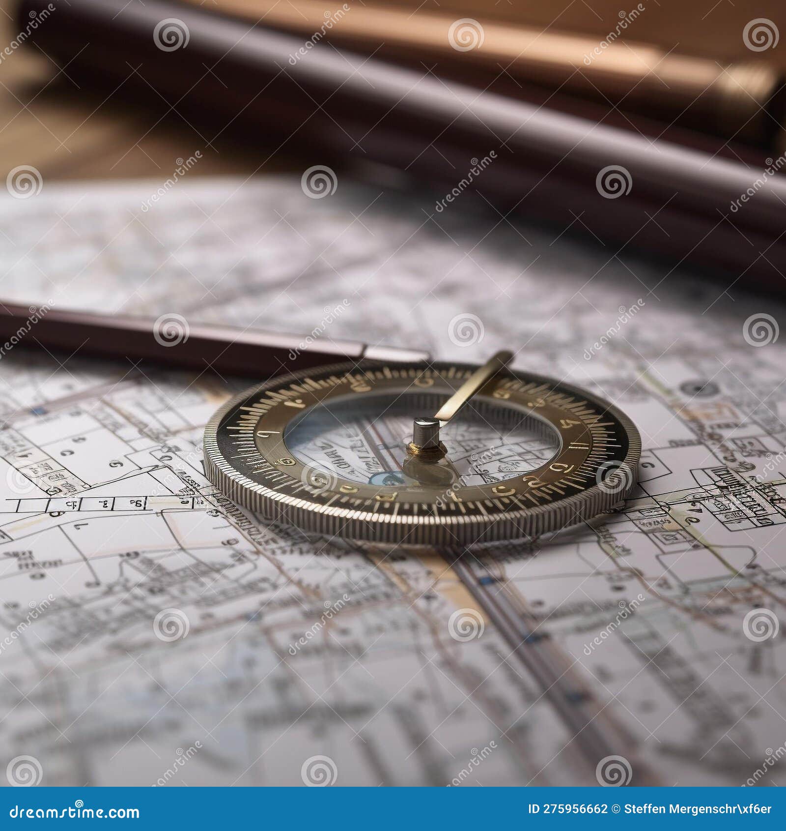 Precision Navigation Tools on Map Stock Illustration - Illustration of ...