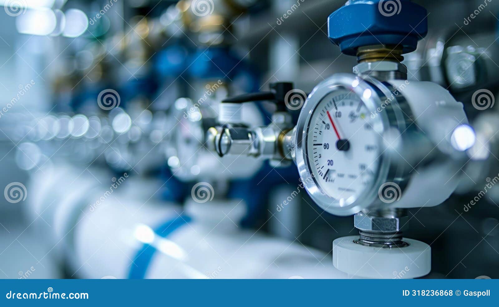 Precision Oxygen Gauge and Flowmeter Installed on White Cylinder Stock ...