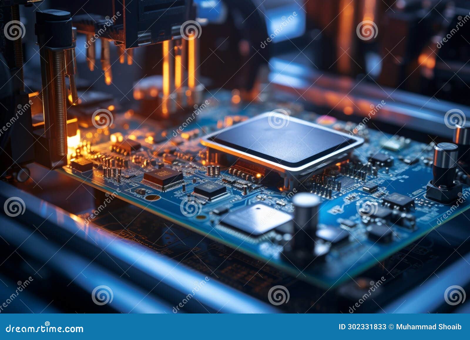 Precision Production Microelectronics Chip Factory, Workspace, Robot ...