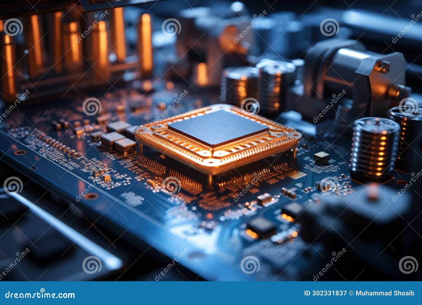 Precision Production Microelectronics Chip Factory, Workspace, Robot ...