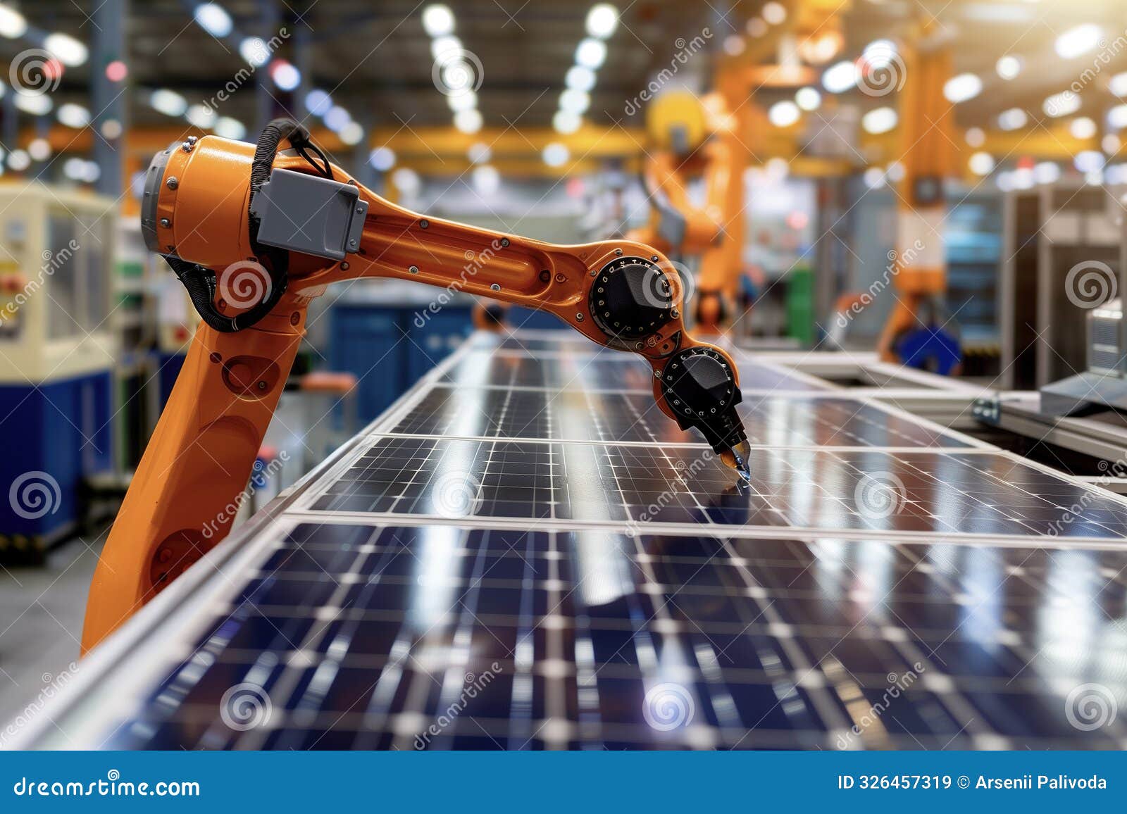 Precision Robotics in Solar Panel Assembly Line Stock Image - Image of ...