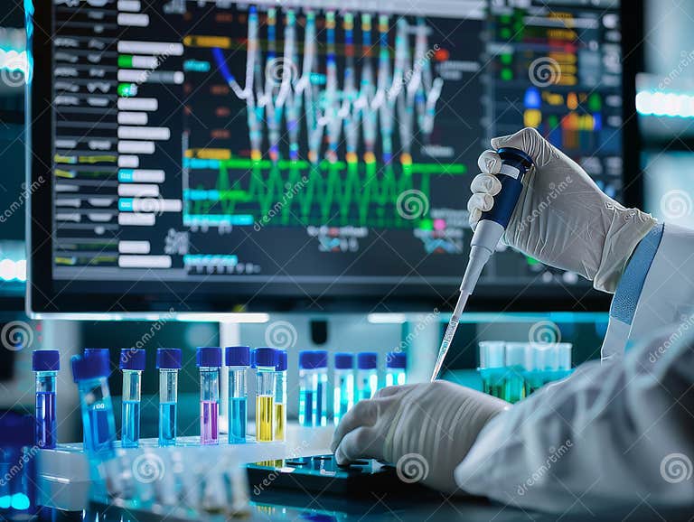Precision in Science: Expert Hands and DNA Analysis Stock Illustration ...
