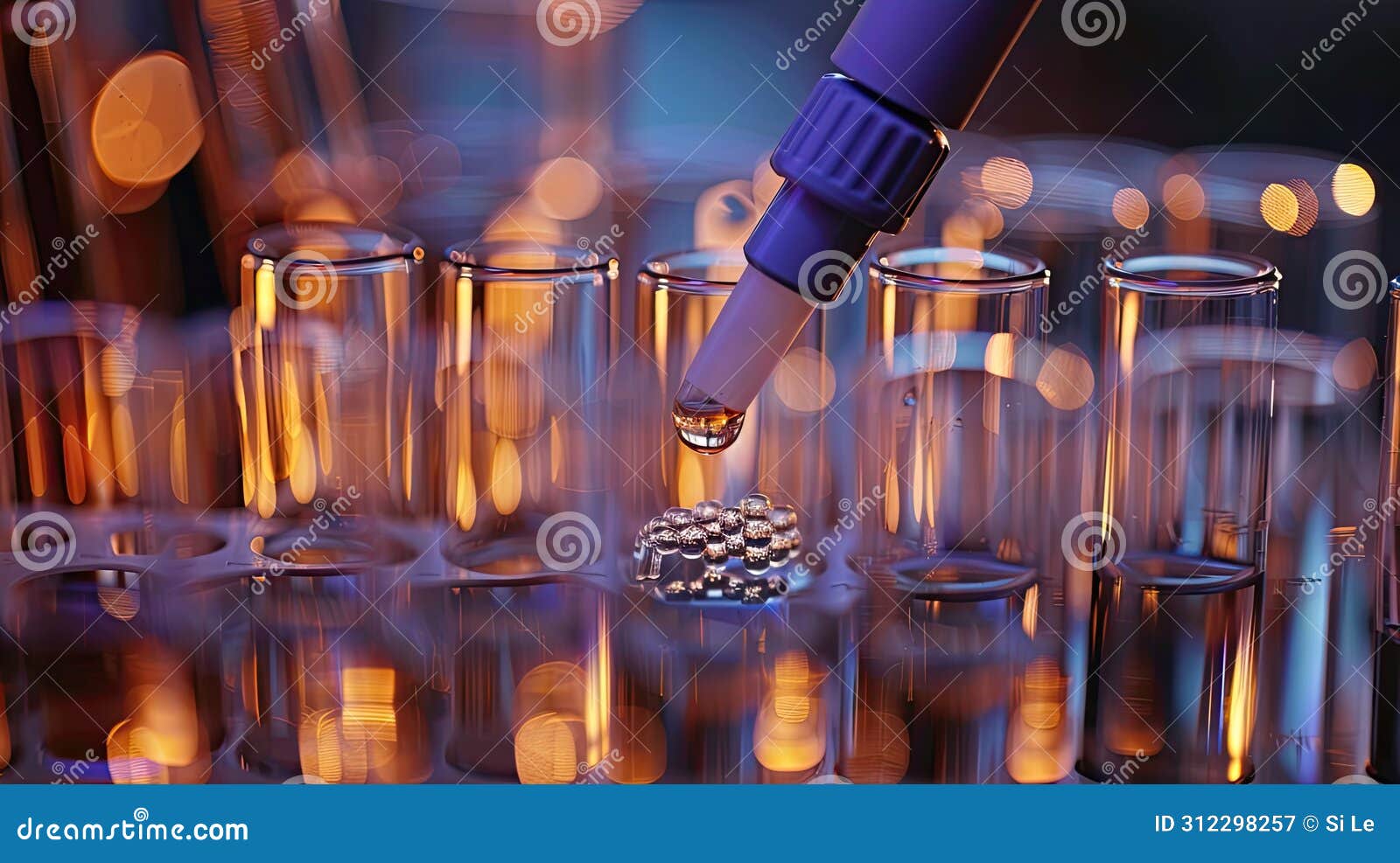 Precision Science: Pipette Dropping Sample into Test Tube in Closeup ...