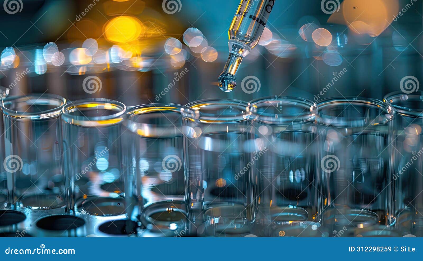 Precision Science: Pipette Dropping Sample into Test Tube in Closeup ...