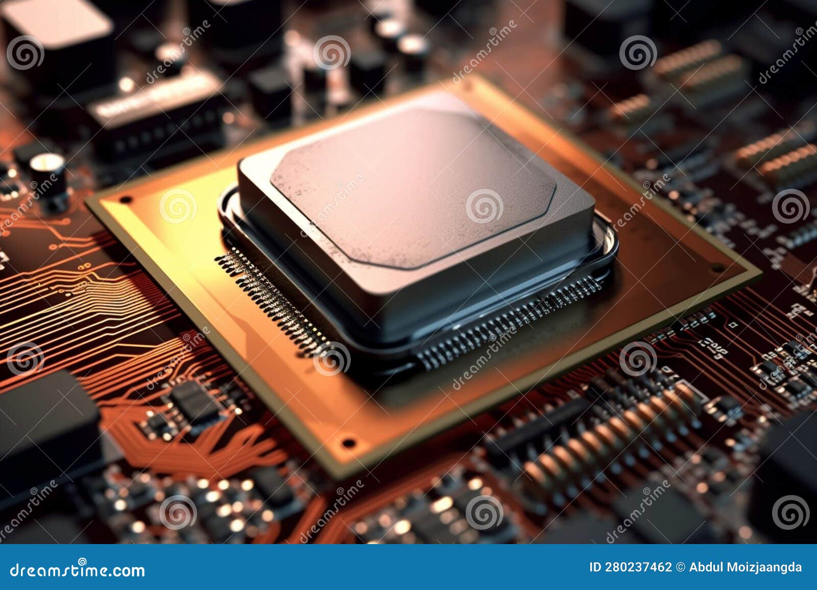 Precision Shot, Close-up of Computer Processor in Motherboard. Stock ...