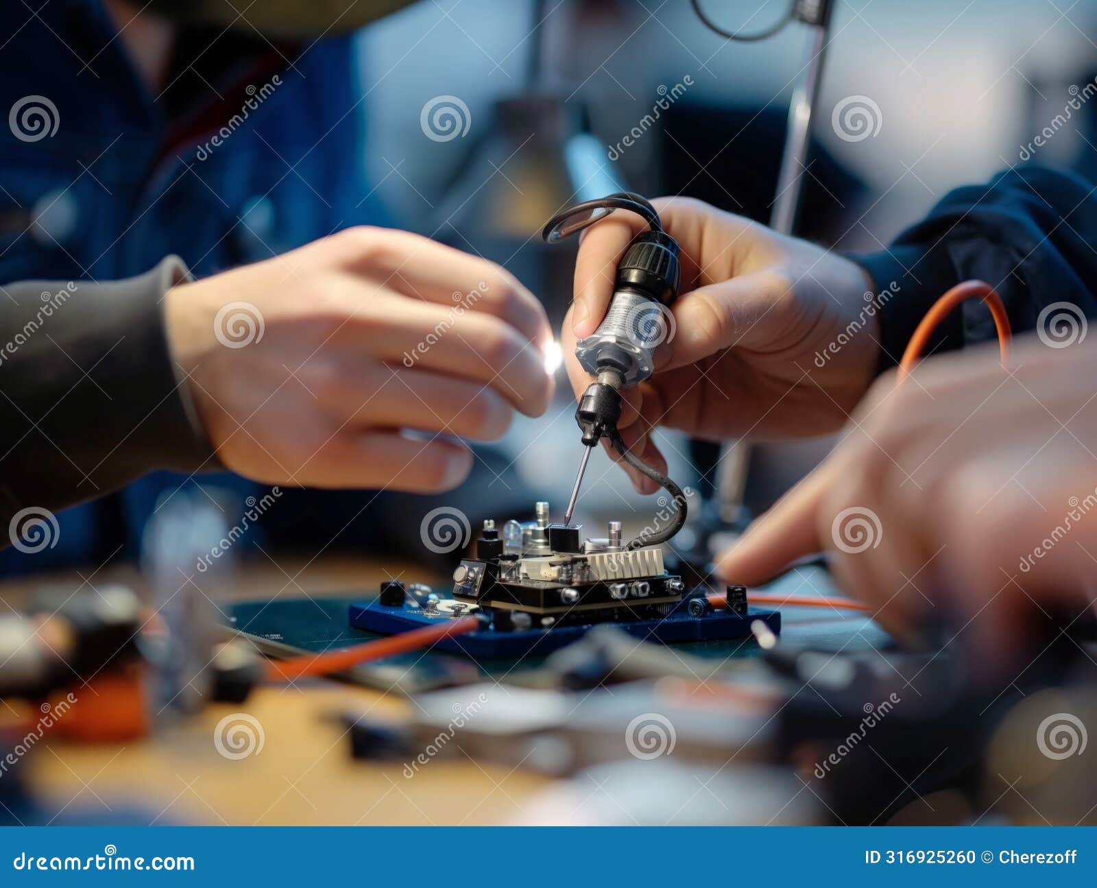 Precision Soldering in Electronics Repair Stock Photo - Image of hands ...