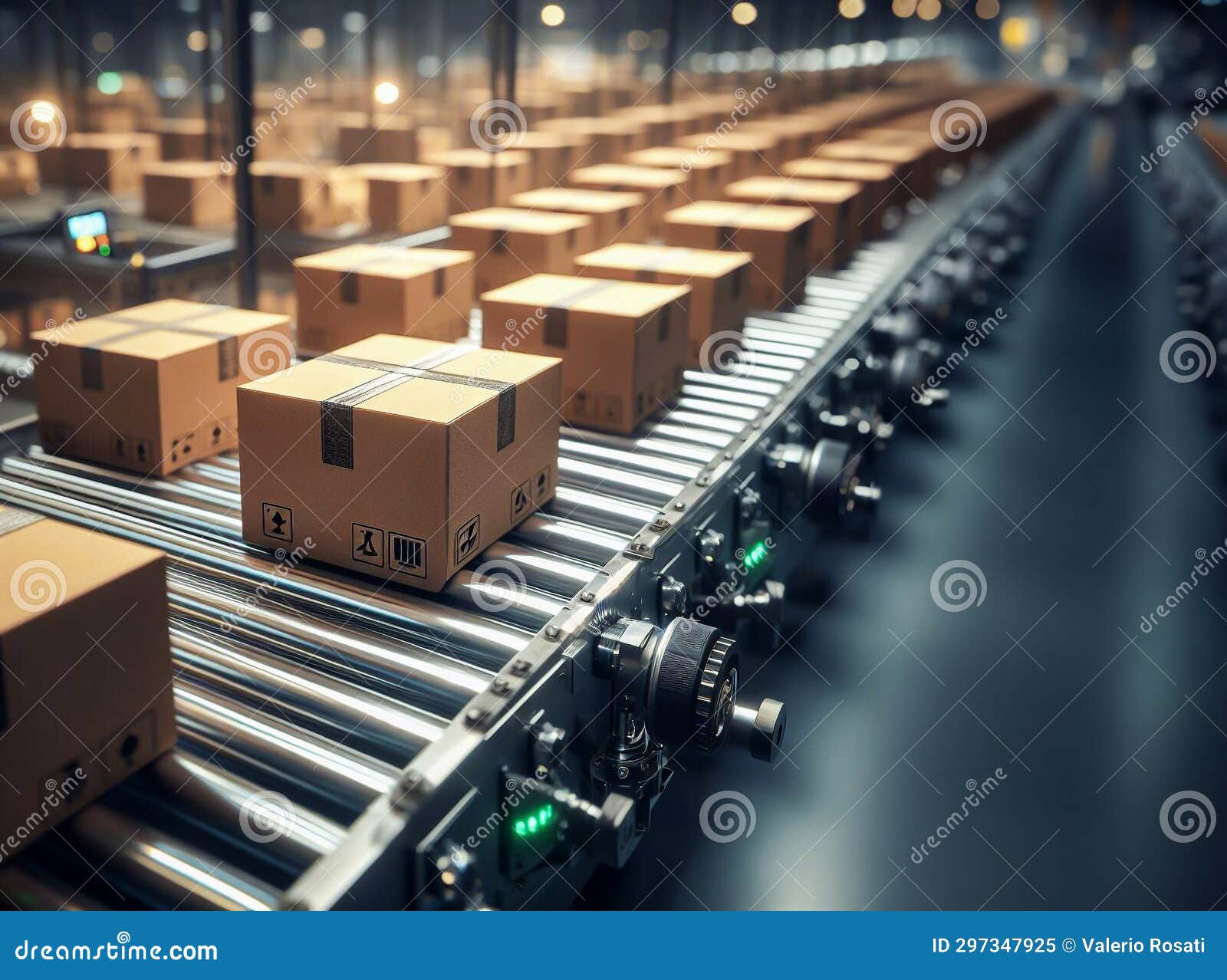 Precision-Sorted Packages on Industrial Conveyor Stock Image - Image of ...